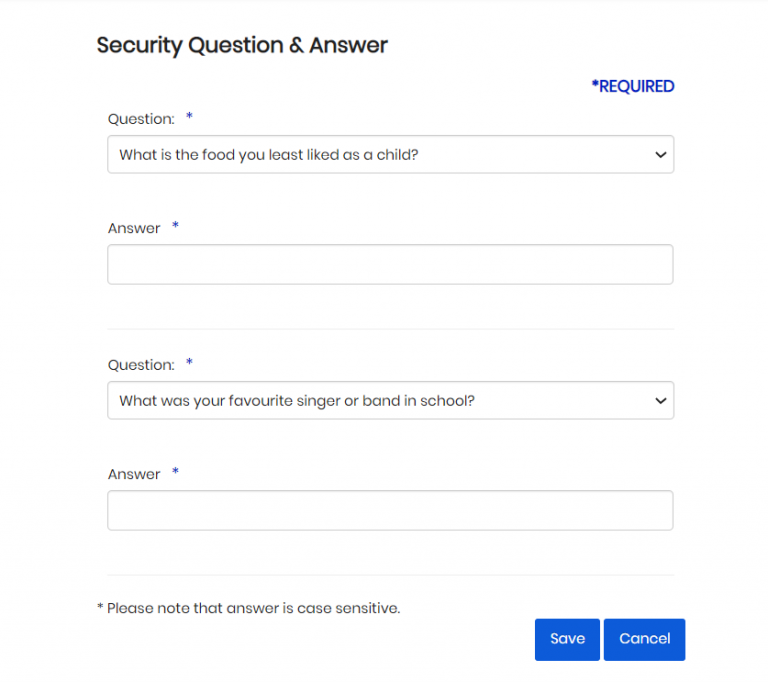 Security Question & Answer